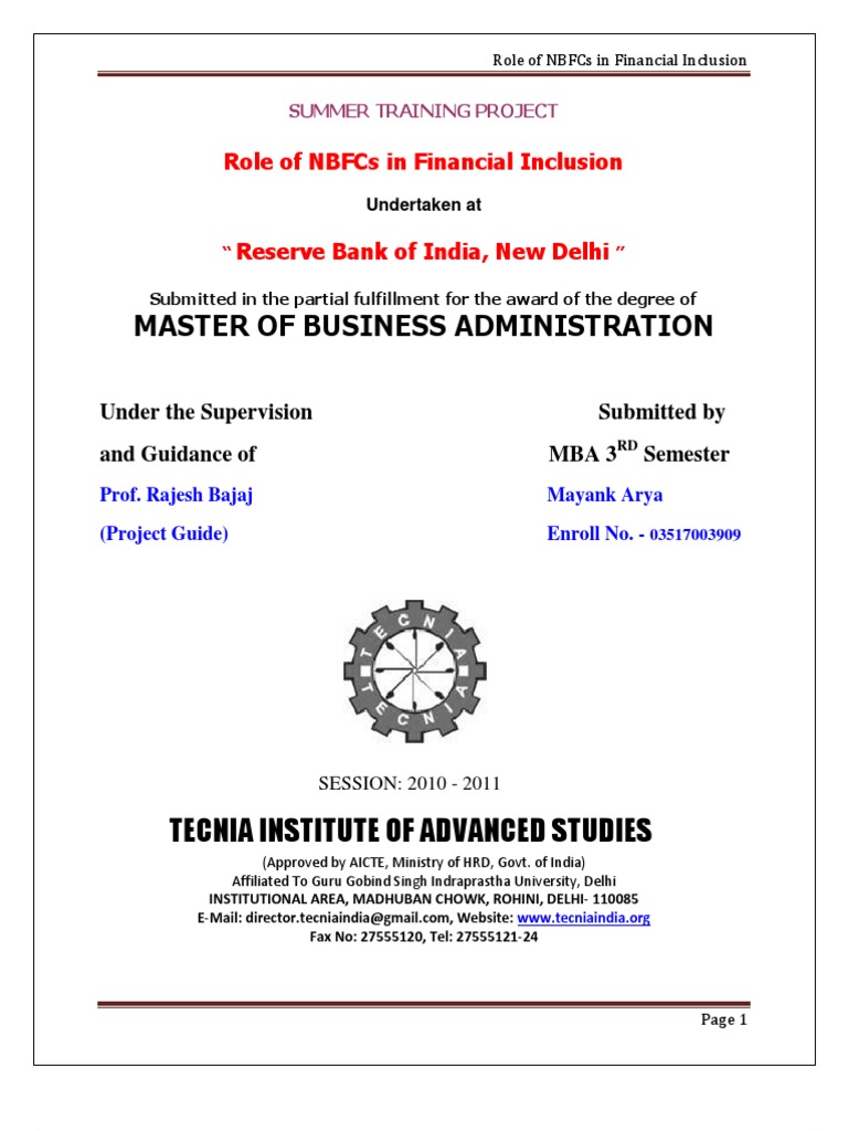 Role of NBFCs in Financial Inclusion-Mayank Arya | PDF | Reserve Bank ... Role of NBFCs in Financial Inclusion-Mayank Arya | PDF | Reserve Bank ...