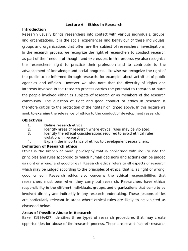 Research Ethics in Development Studies | PDF | Autonomy | Informed Consent