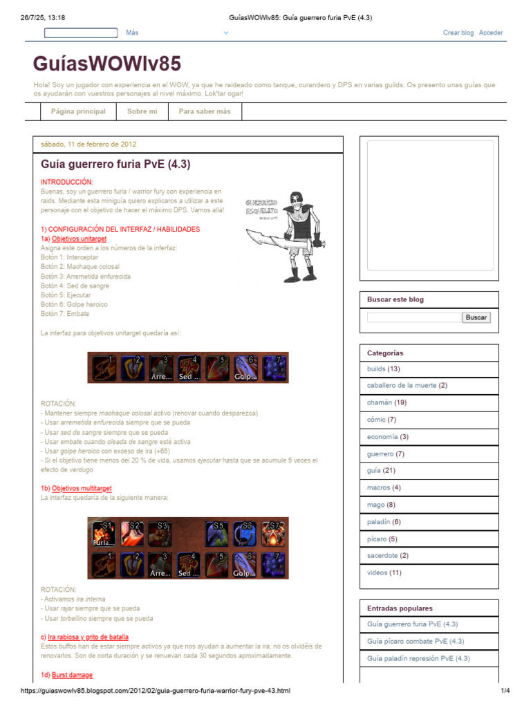 GuíasWOWlv85_ Guía guerrero furia PvE (4.3) | PDF