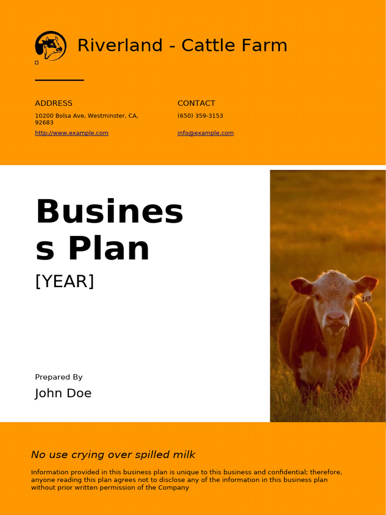 Riverland Cattle Farm Business Plan | PDF | Expense | Equity (Finance)