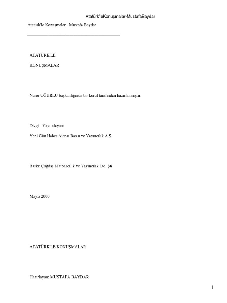 Atatürk'Le Konuşmalar - Mustafa Baydar | PDF