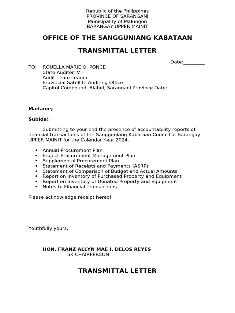 Transmittal Letter To Coa | PDF