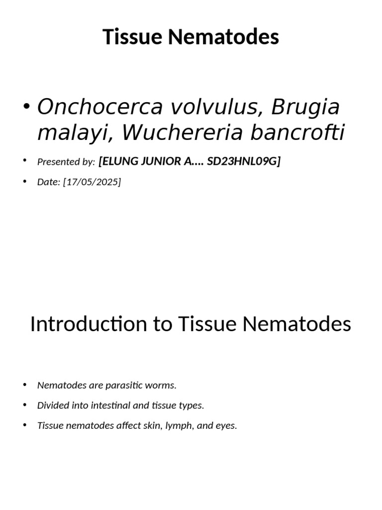 Overview of Tissue Nematodes | PDF | Human–Animal Interaction | Animal ...