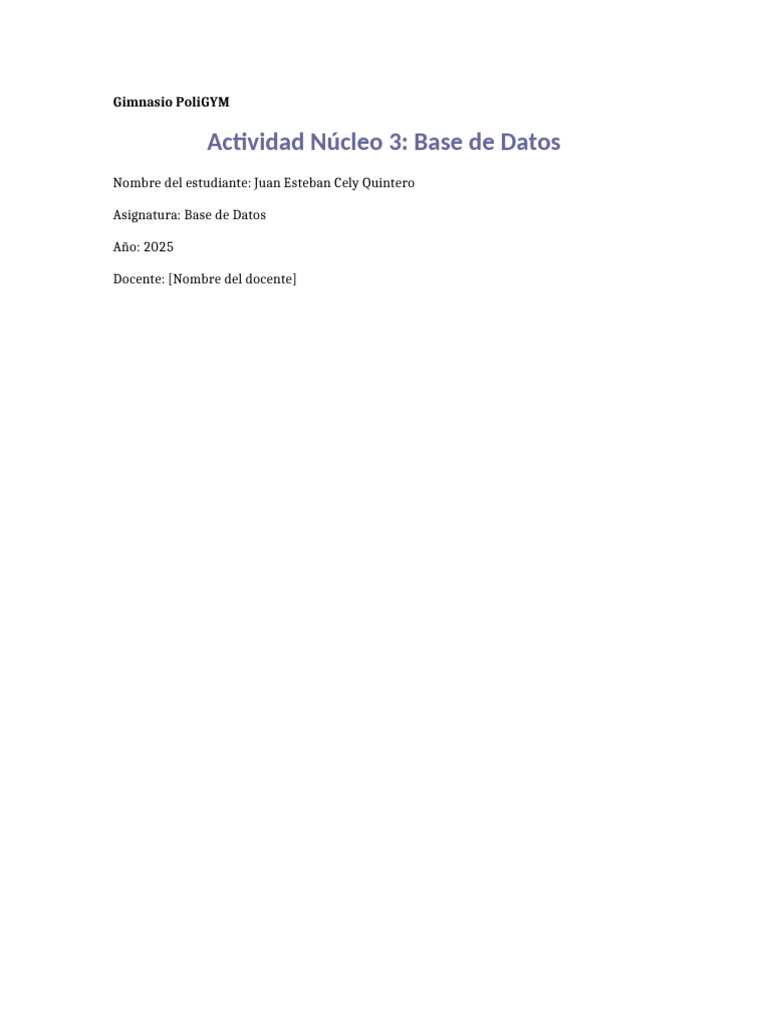 Trabajo Base de Datos Juan Esteban Cely | PDF