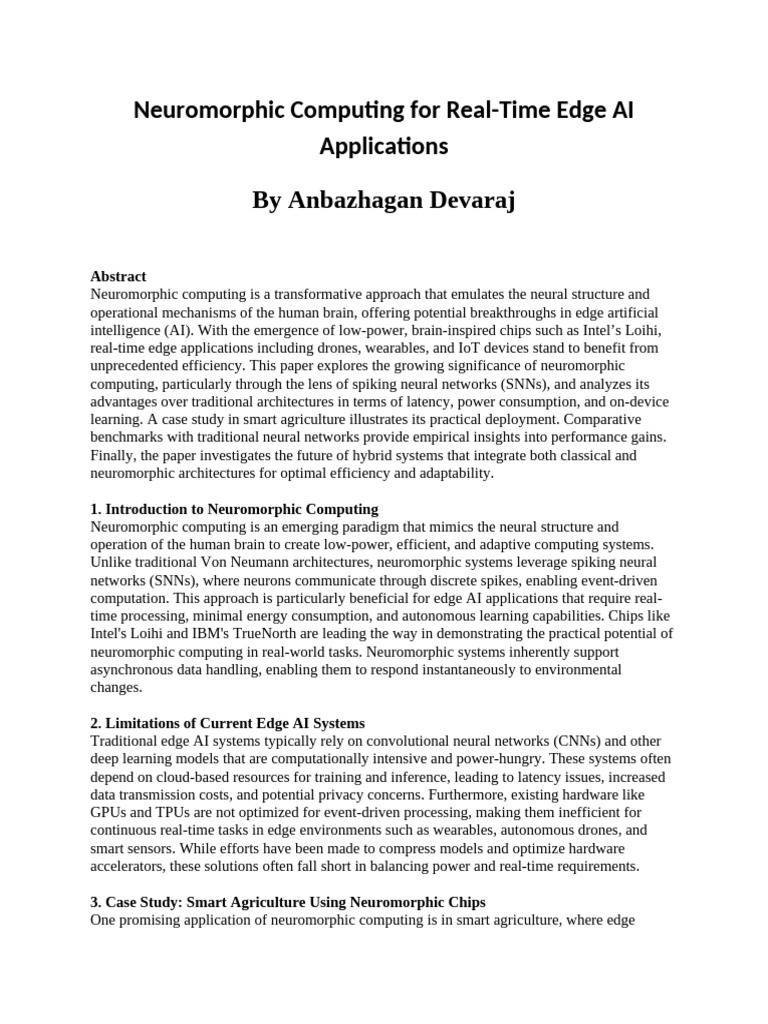 Neuromorphic Computing For Real-Time Edge AI Applications | PDF | Artificial Intelligence ...