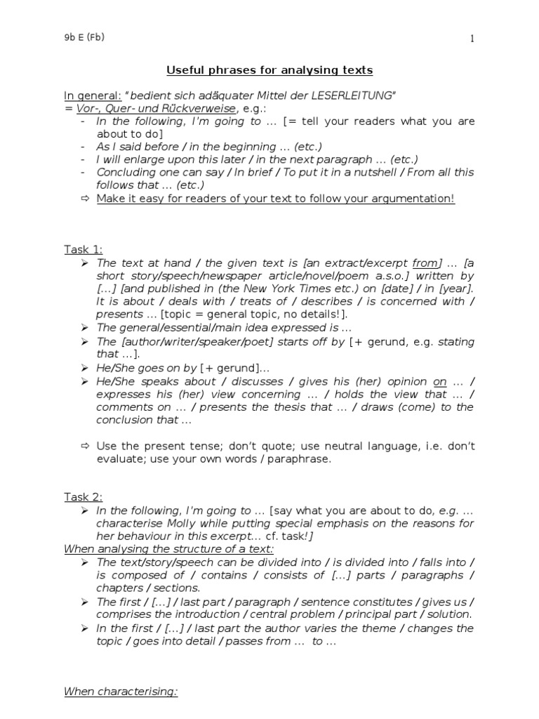 Useful Phrases for Text Analysis | PDF | Linguistics | Cognitive Science