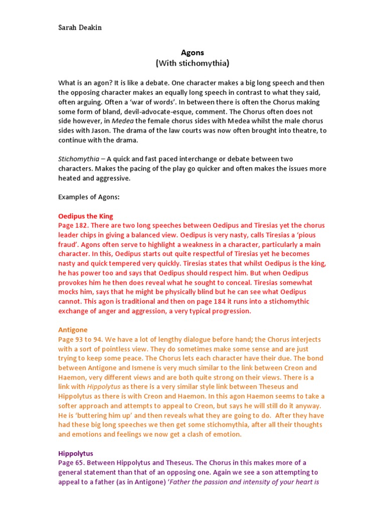 Agons (With Stichomythia) : Stichomythia - A Quick and Fast Paced ...