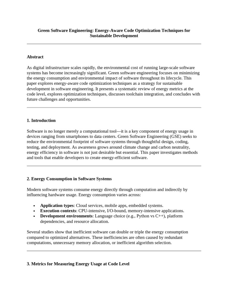 Green Software Engineering | PDF | Program Optimization | Energy Conservation