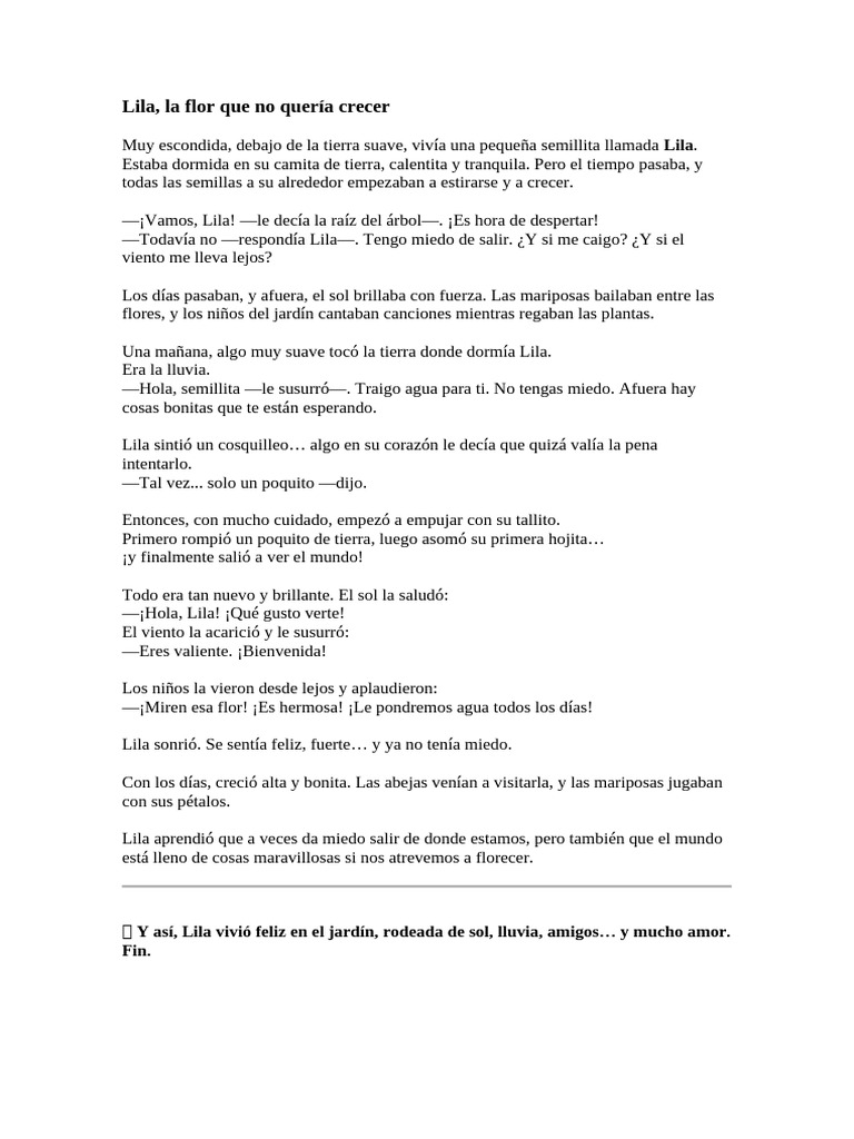 Lila, la semilla que floreció feliz | PDF