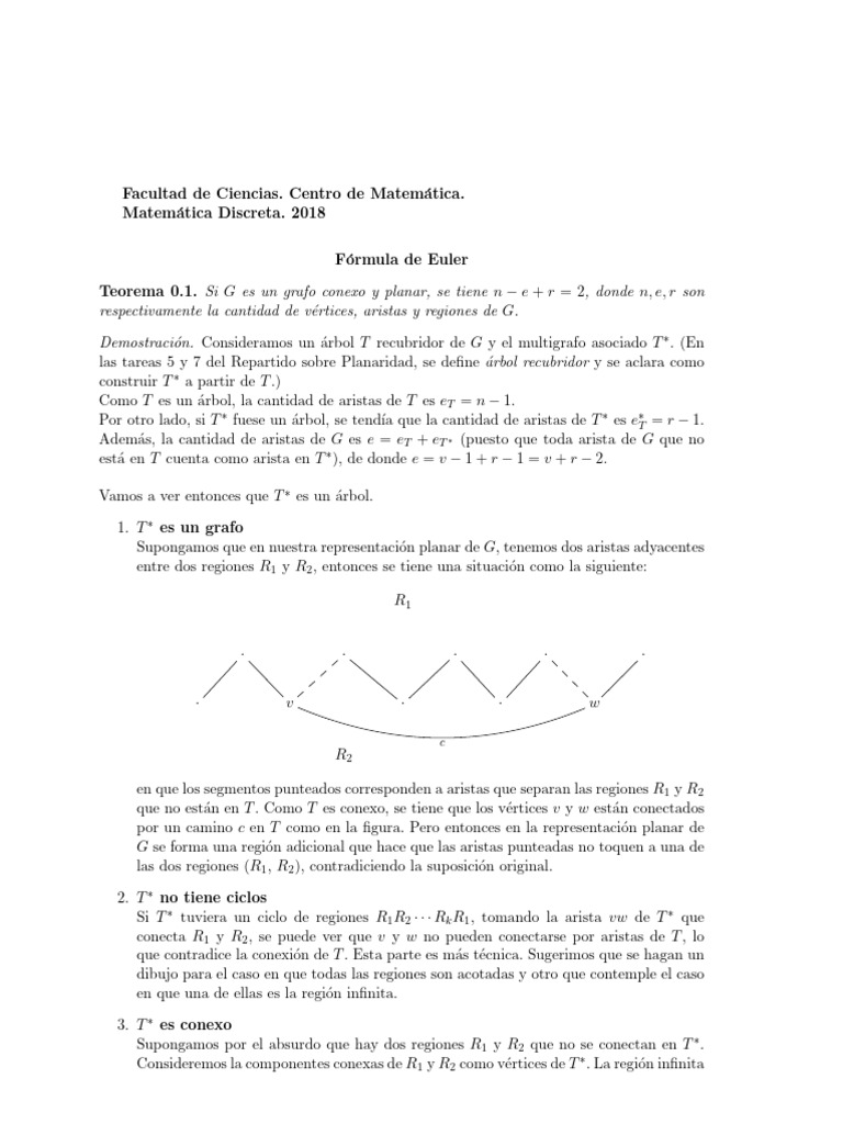 Fórmula de Euler en Grafos Planos | PDF | Teoría de grafos | Matemáticas