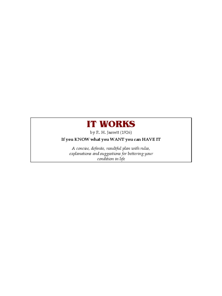 It Works: A Plan for Success | PDF | Omnipotence | Mind