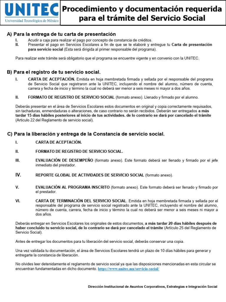 Procedimiento Y Formatos Servicio Social 2024 Editable Pdf