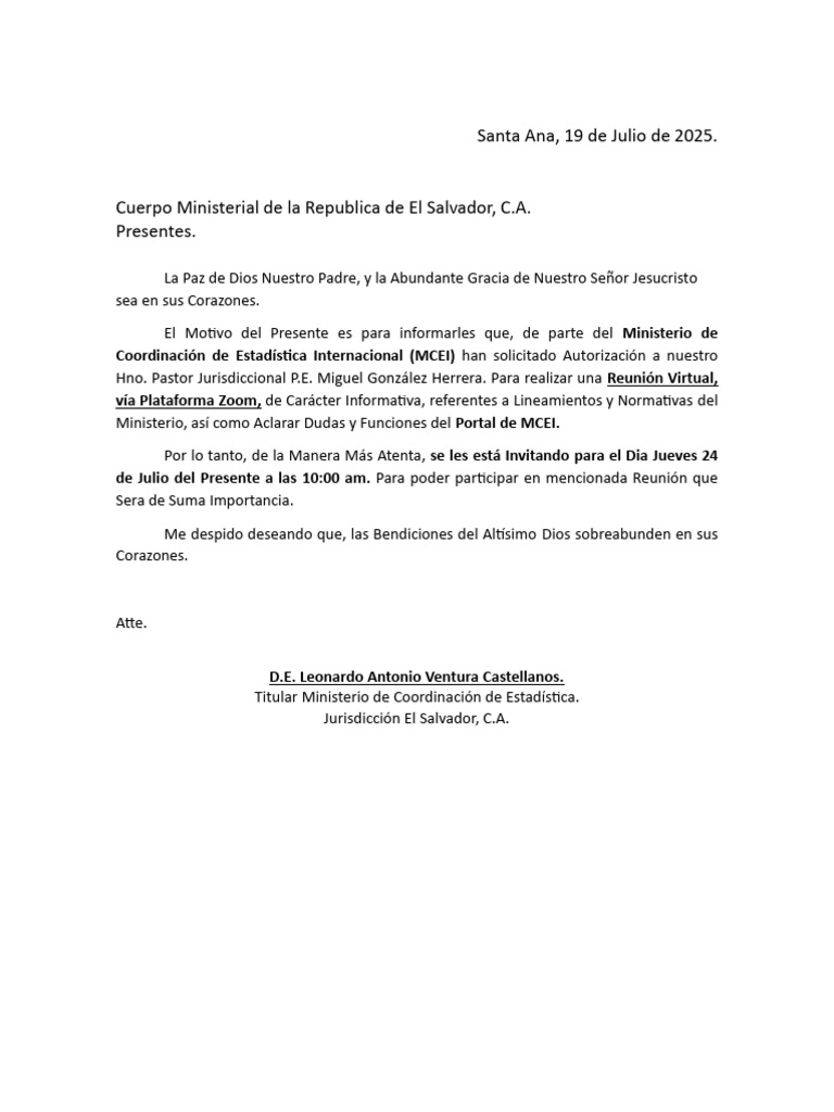Reunión Virtual sobre Normativas del MCEI | PDF