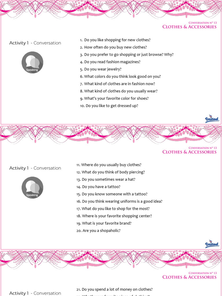 Fashion Conversation Activities Guide | PDF | Fashion | Clothing