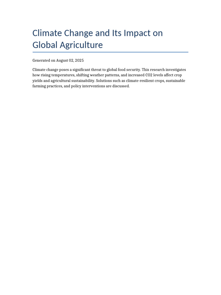Research Paper 2 Climate Change and Its Impact | PDF