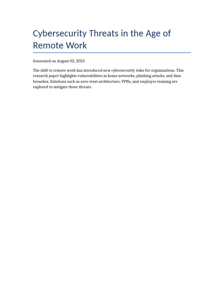 Research Paper 5 Cybersecurity Threats in The A | PDF