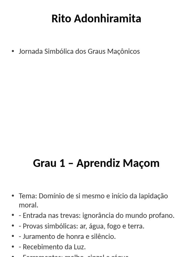 Rito Adonhiramita: Graus Maçônicos Explicados | PDF