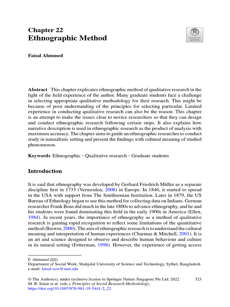 Ethnographic Method | PDF | Ethnography | Qualitative Research