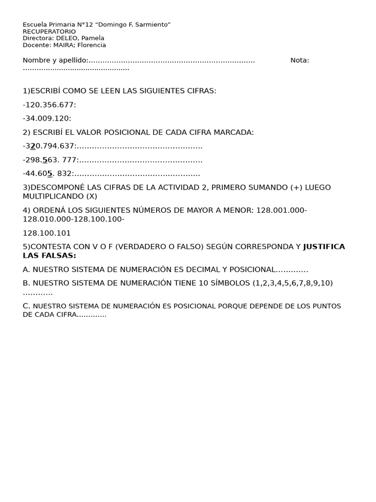 Primer Recuperatorio Matem | PDF