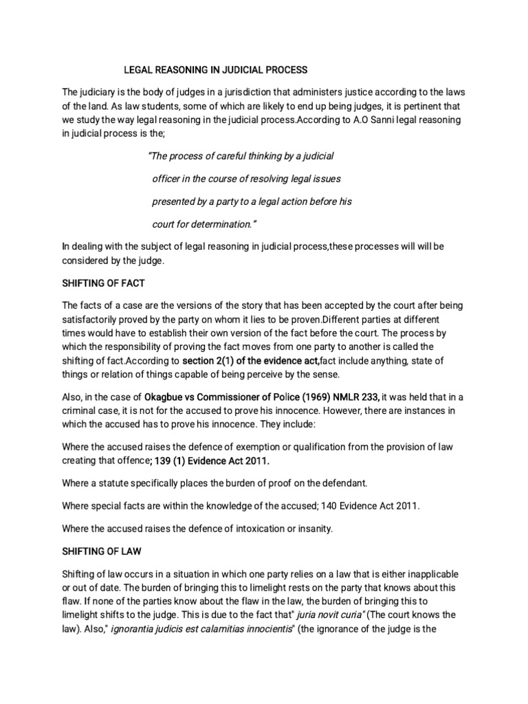Legal Reasoning in Judicial Process | PDF | Precedent | Obiter Dictum