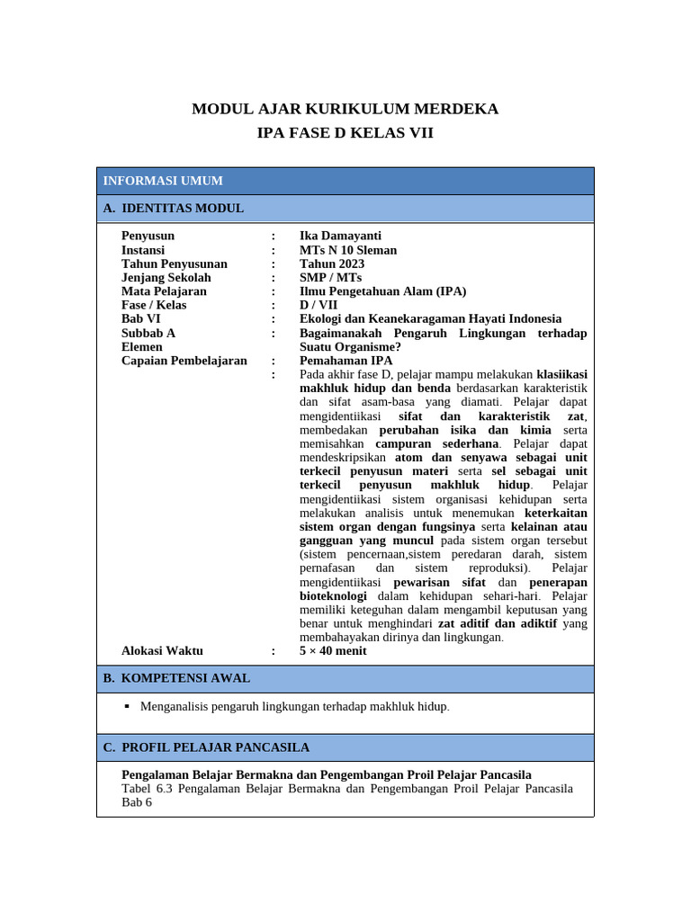 4. Modul Ajar BAB VI | PDF