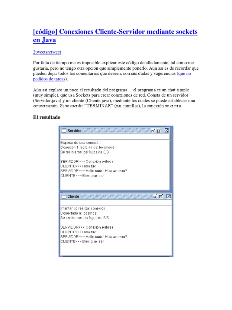 Conexiones Cliente-Servidor Mediante Sockets en Java | PDF | Java ...