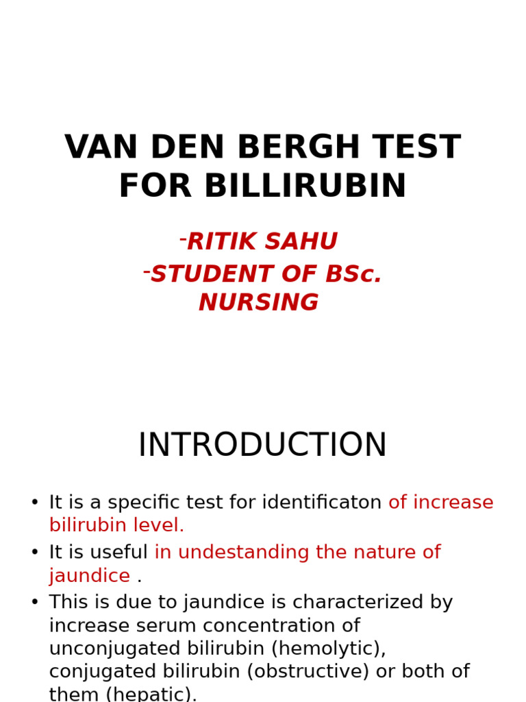 Van den Bergh Test for Jaundice Diagnosis | PDF