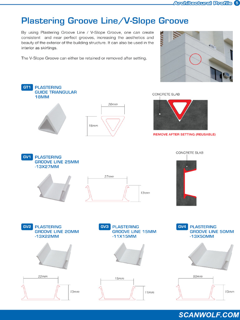 Plastering Groove Line V-Slope Groove | PDF