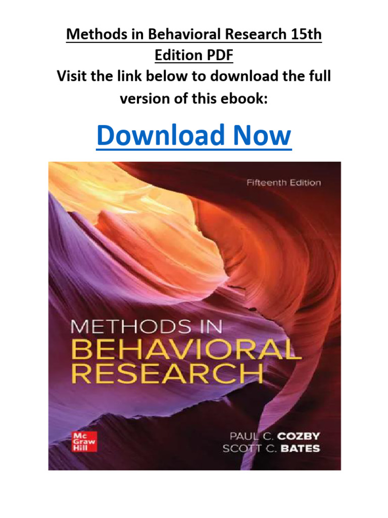 Methods in Behavioral Research 15th Edition PDF | PDF | Apa Style | Learning