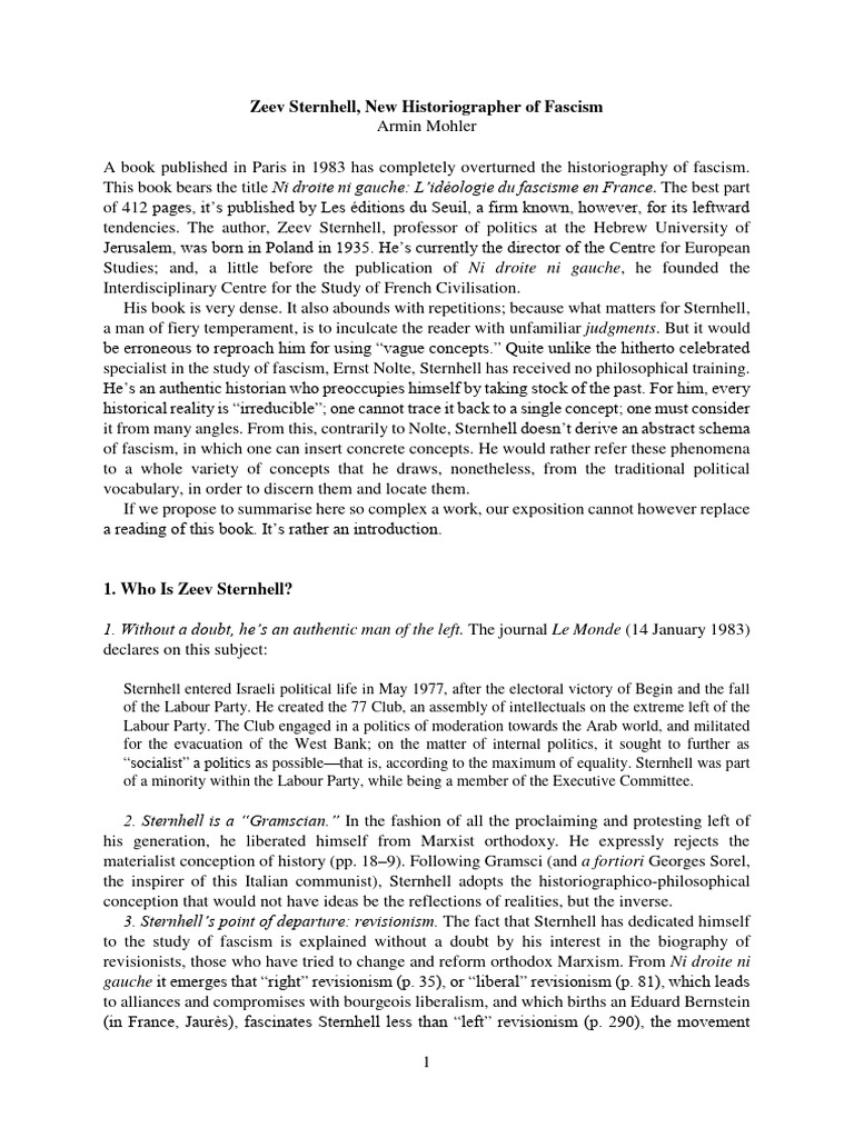 Armin Mohler Zeev Sternhell New Historio | PDF | Fascism | Marxism