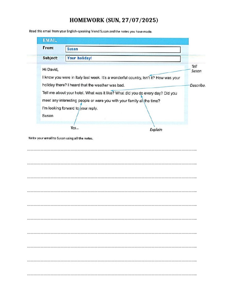 Homework - Pet 50 Writing | PDF
