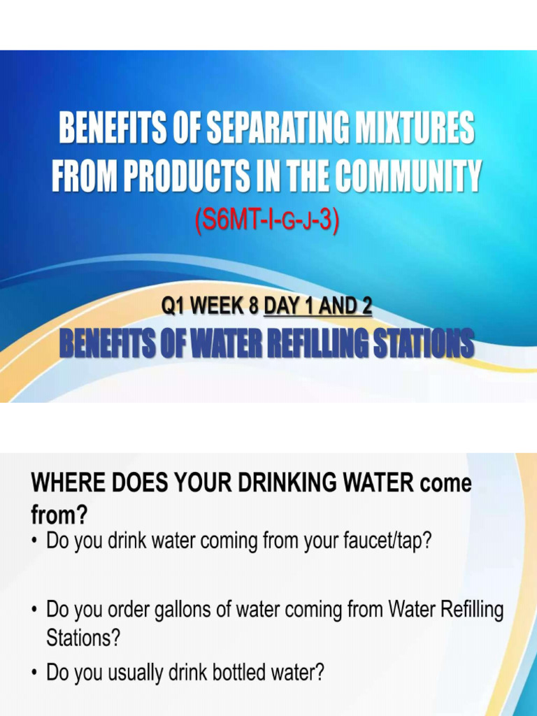 BENEFITS OF SEPARATING MIXTURES - PURIFICATION - GRADE 6 | PDF