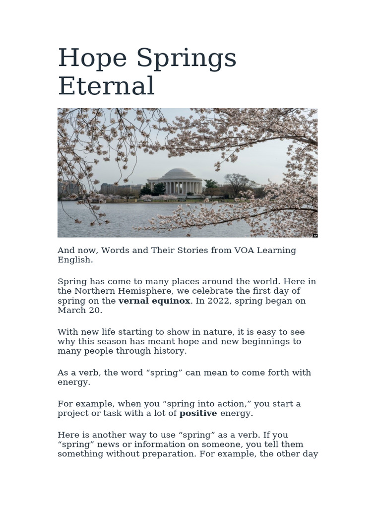 Understanding "Hope Springs Eternal" | PDF | Thought