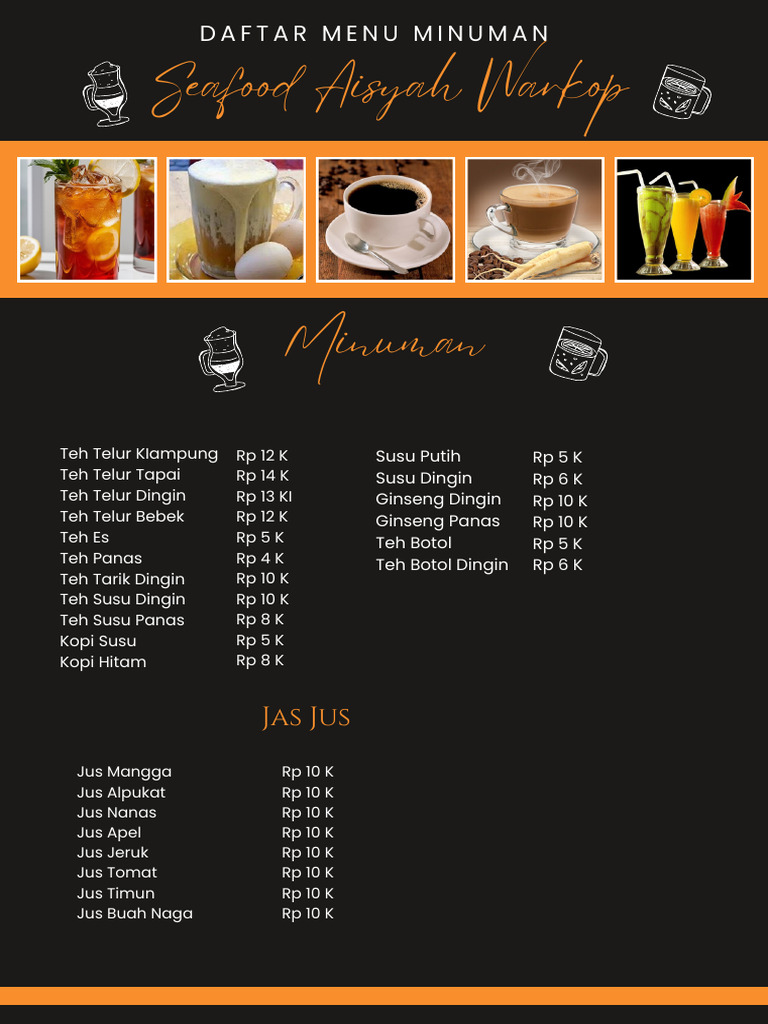 Daftar Menu Minuman Cafe Kekinian | PDF
