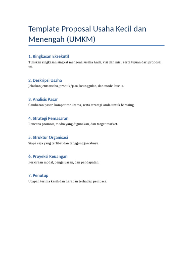 Template Proposal Usaha UMKM | PDF
