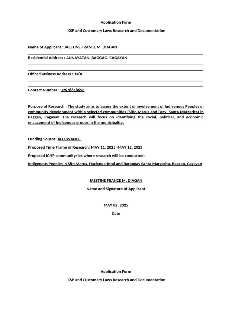 Application Form IKSP | PDF | Indigenous Peoples