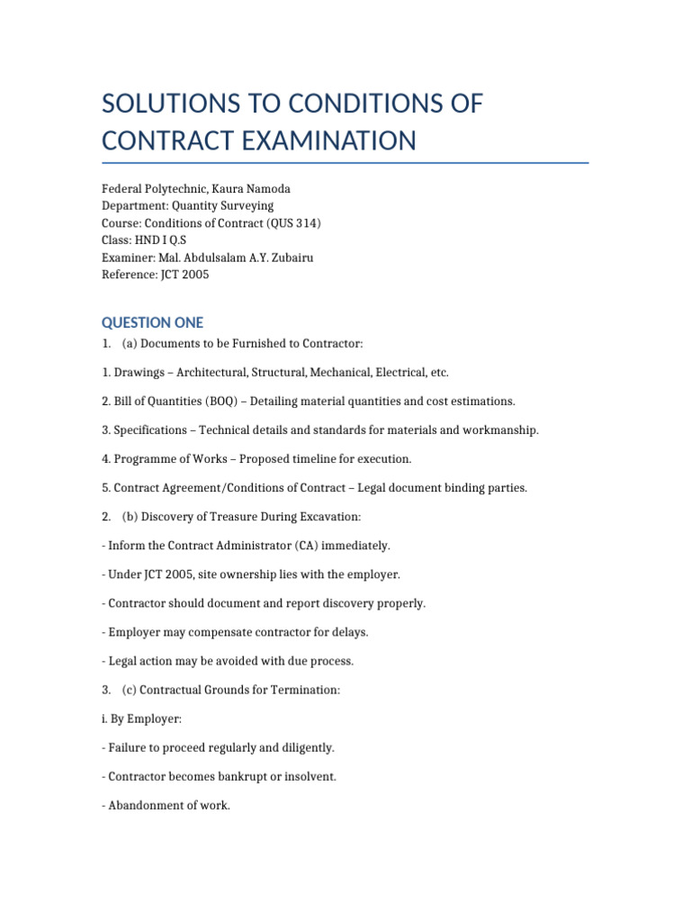 Conditions of Contract Solutions | PDF