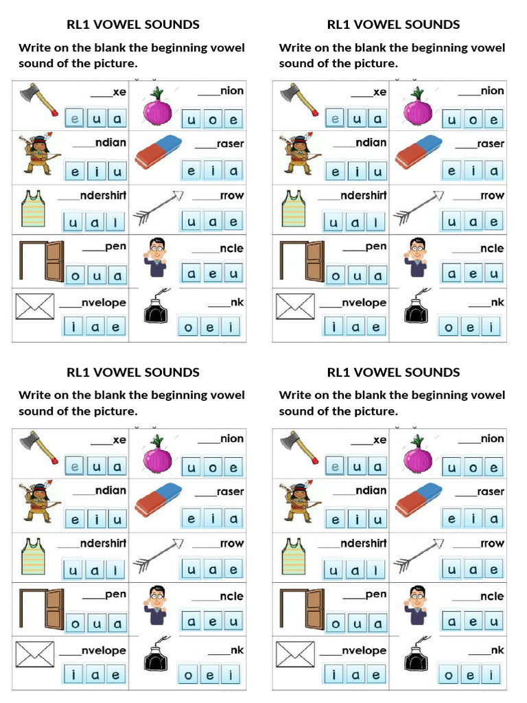 Vowel Sounds Activity Sheet | PDF