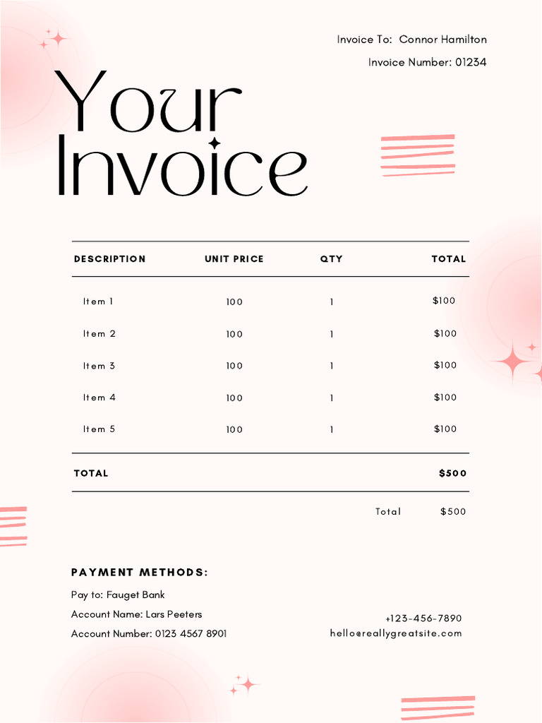 Pink and Black Simple Business Invoice | PDF