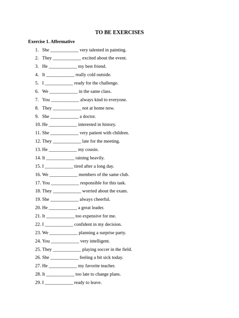 To Be Exercises (Simple Ver) | PDF