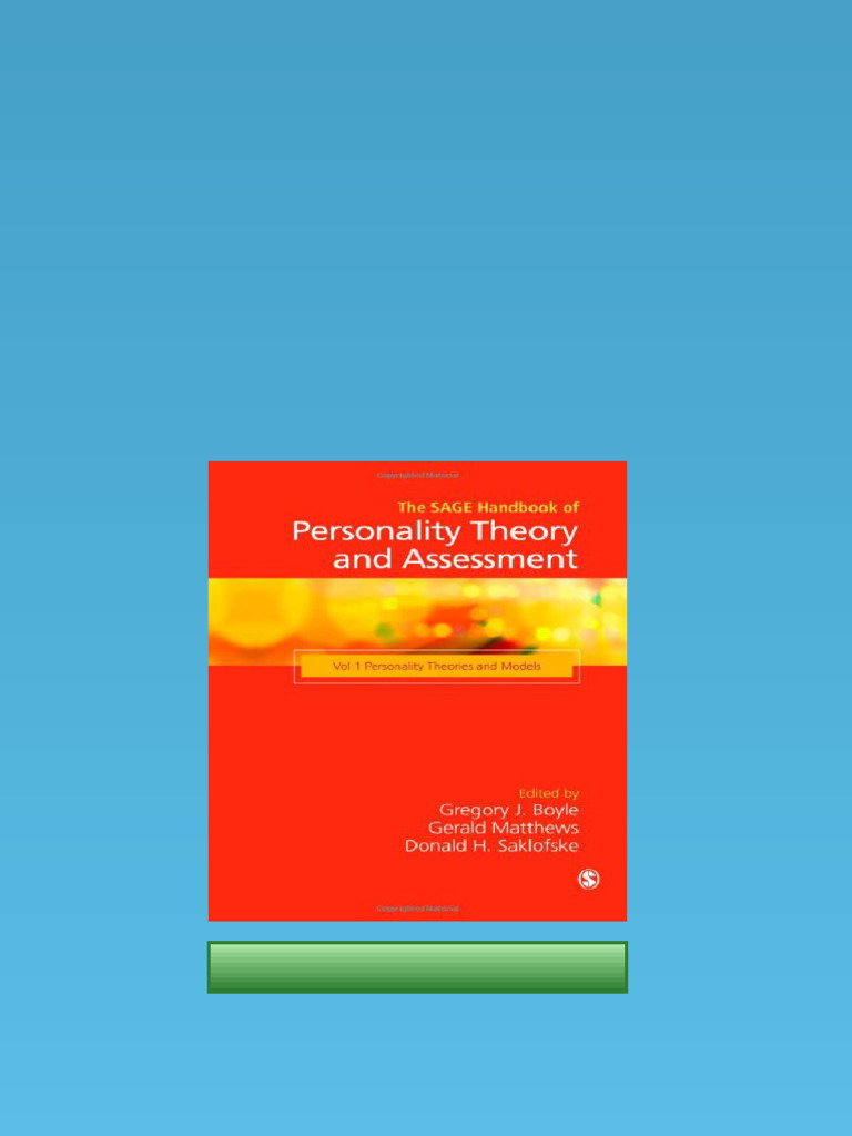 (Ebook) The SAGE Handbook of Personality Theory & Assessment, Vol 1 ...