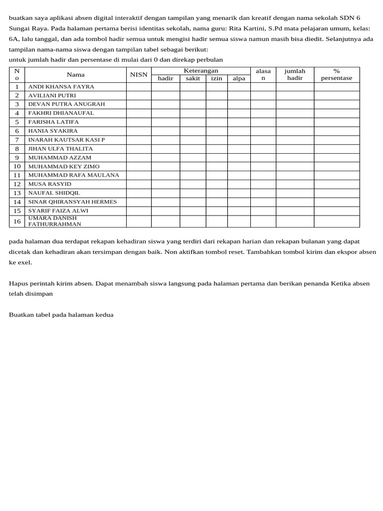 Buatkan Saya Aplikasi Absen Digital Interaktif Dengan Tampilan Yang ...