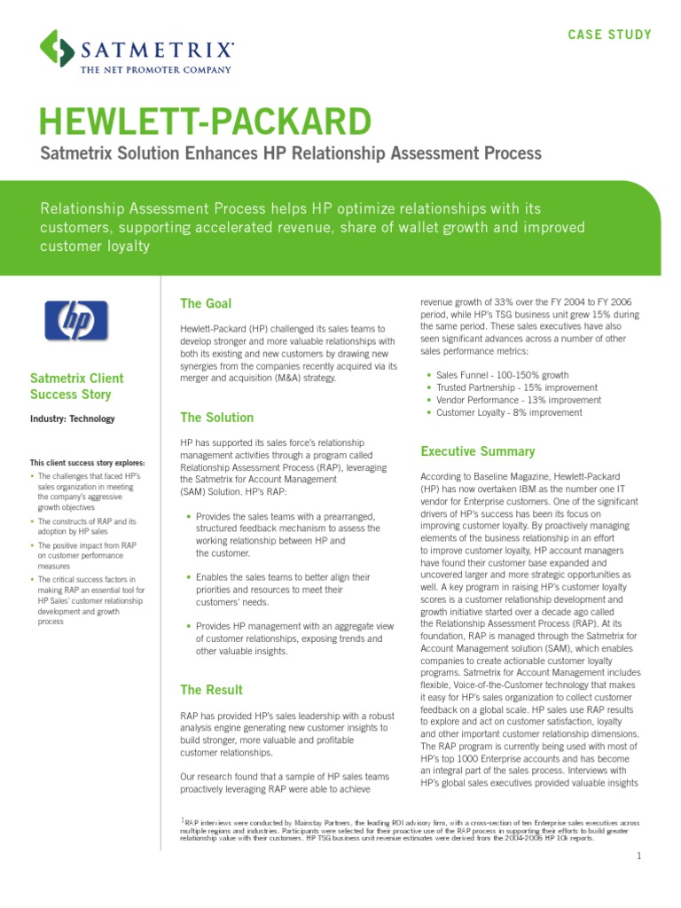 HP Success Story | PDF | Hewlett Packard | Sales