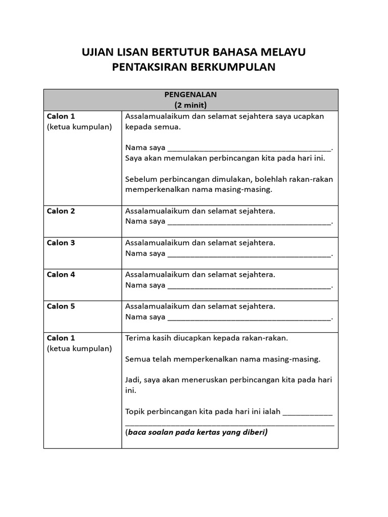 Skrip Ujian Bertutur BM SPM 2024 | PDF