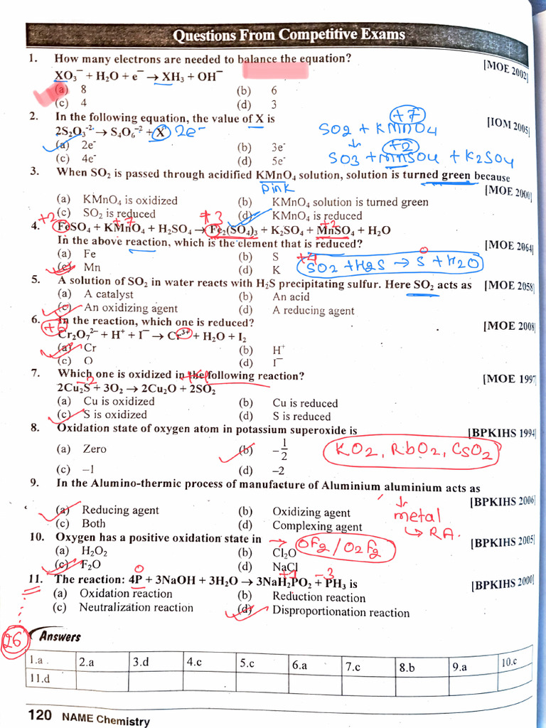 Chemistry Redox Reactions Quiz | PDF | Redox | Materials