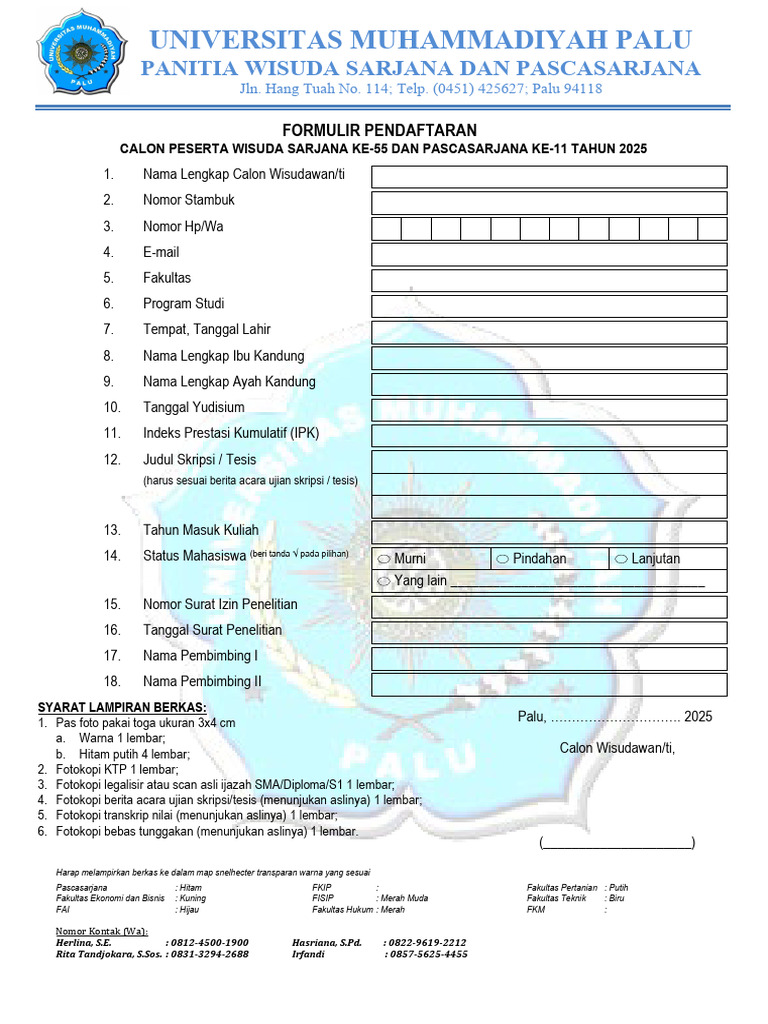 Formulir Wisuda Sarjana 2025 | PDF