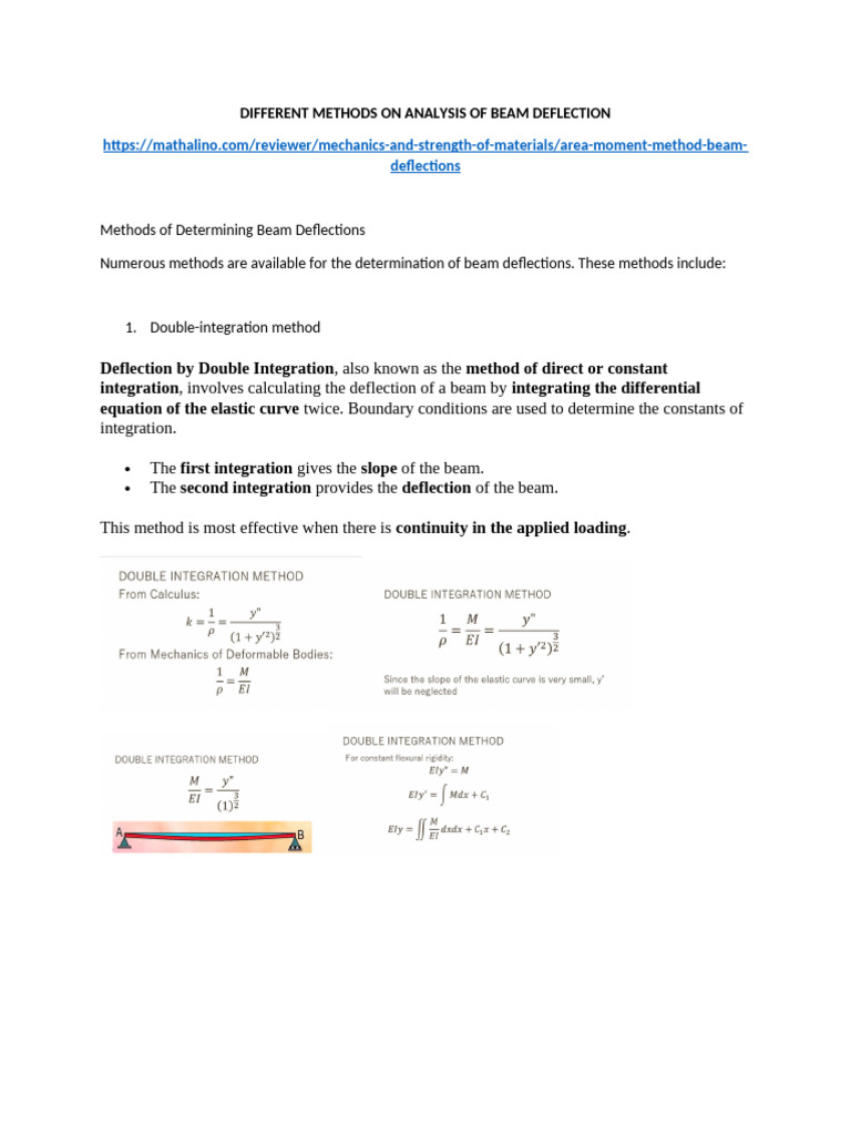 Different Methods on Analysis of Beam Deflection | PDF | Beam (Structure) | Bending