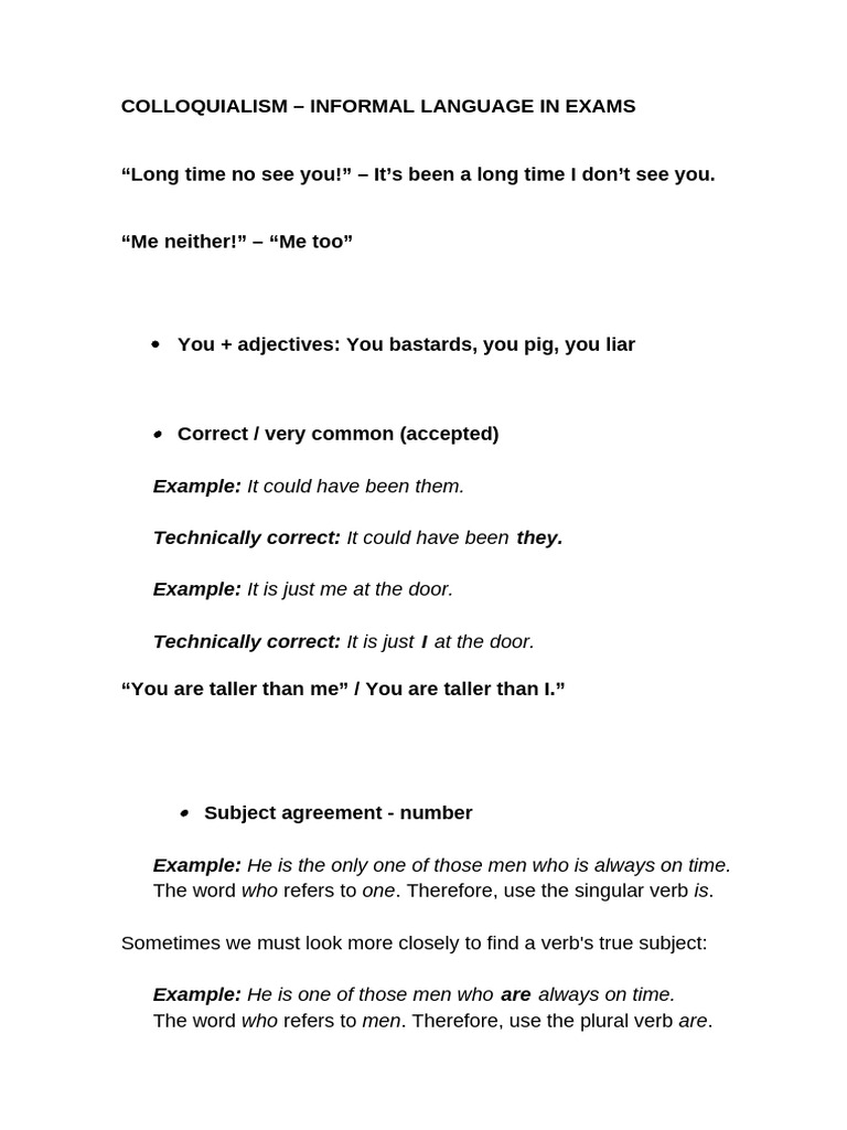 Colloquialism - Pronouns | PDF | Grammatical Number | Verb