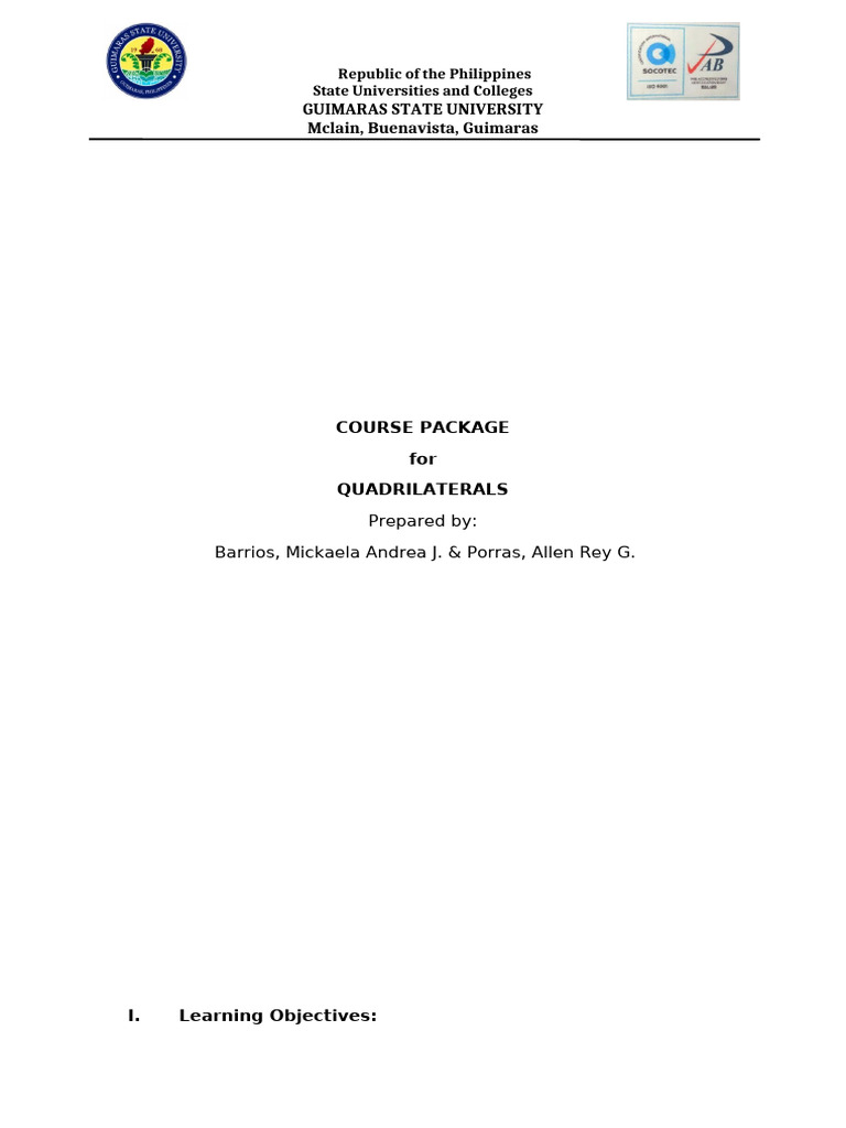 A Detailed Lesson Plan: QUADRILATERALS | PDF | Rectangle | Elementary Geometry