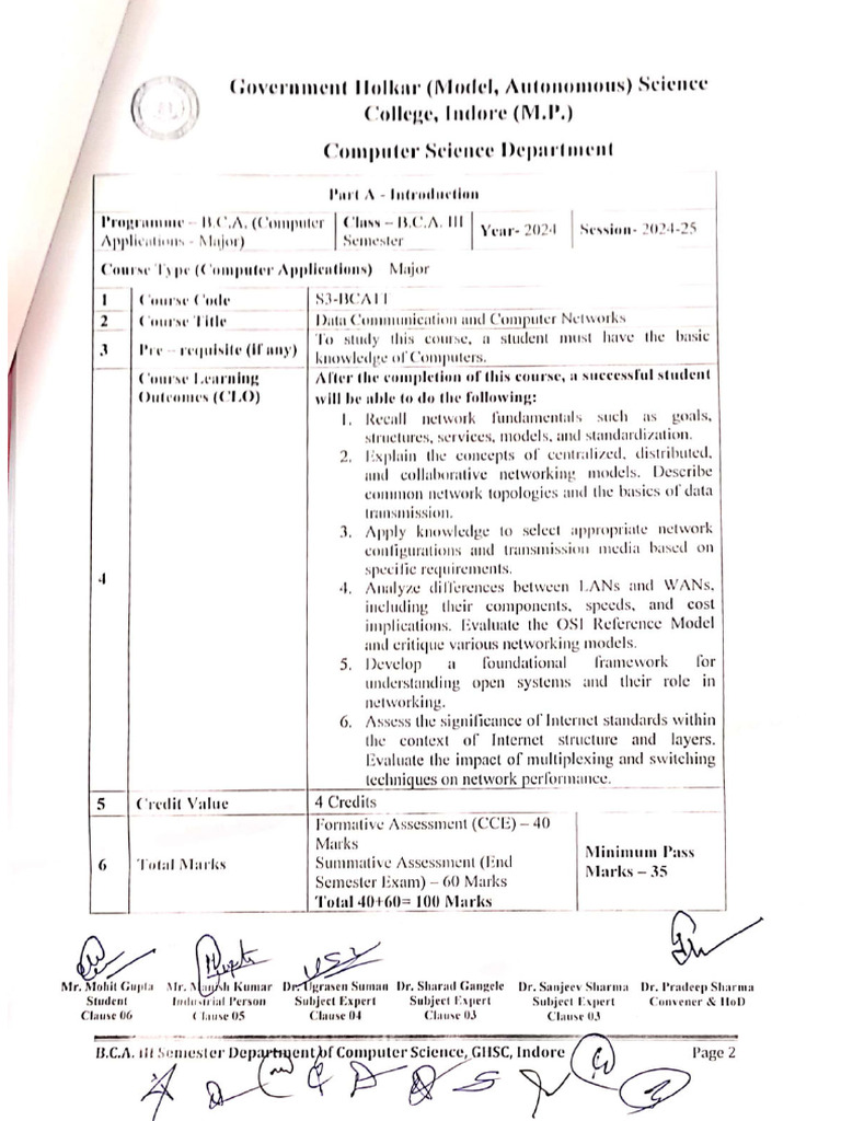 Bca III Semester Syllabus Major Computer Science 2024-2025 | PDF